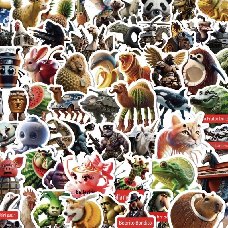 Italian Brainrot Stickers 100pcs - Italian Brainrot Merch Shop