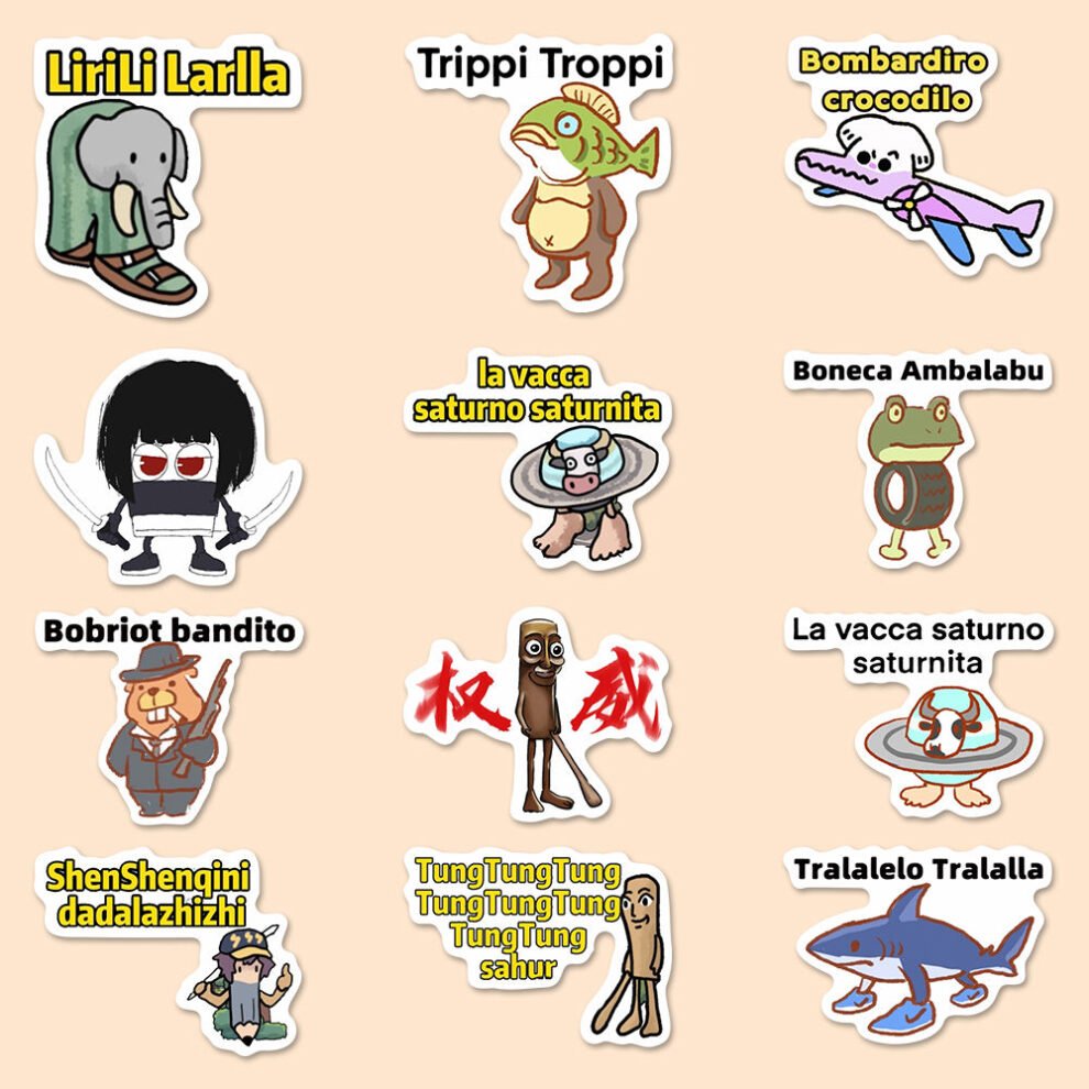 Italian Brainrot Cartoon Stickers 49pcs - Italian Brainrot Merch Shop